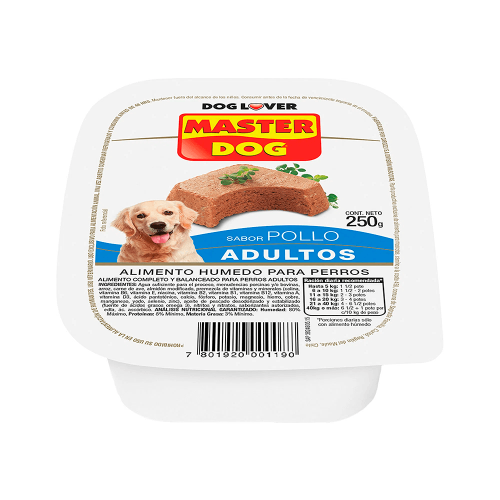 PATÉ PERRO POLLO MASTER DOG 250 G - Dimak Online