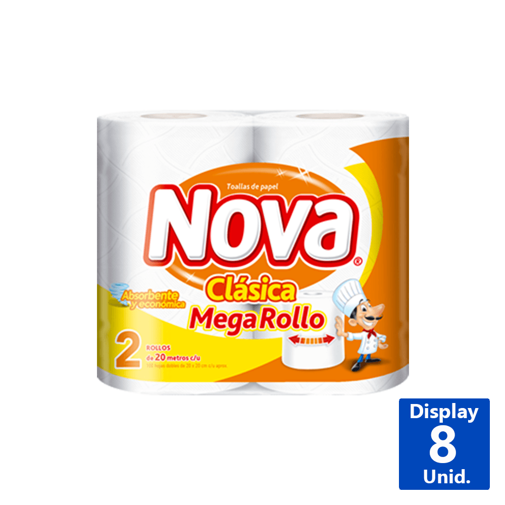 TOALLA PAPEL CLÁSICA MEGA ROLLO 20M 2R - Dimak Online