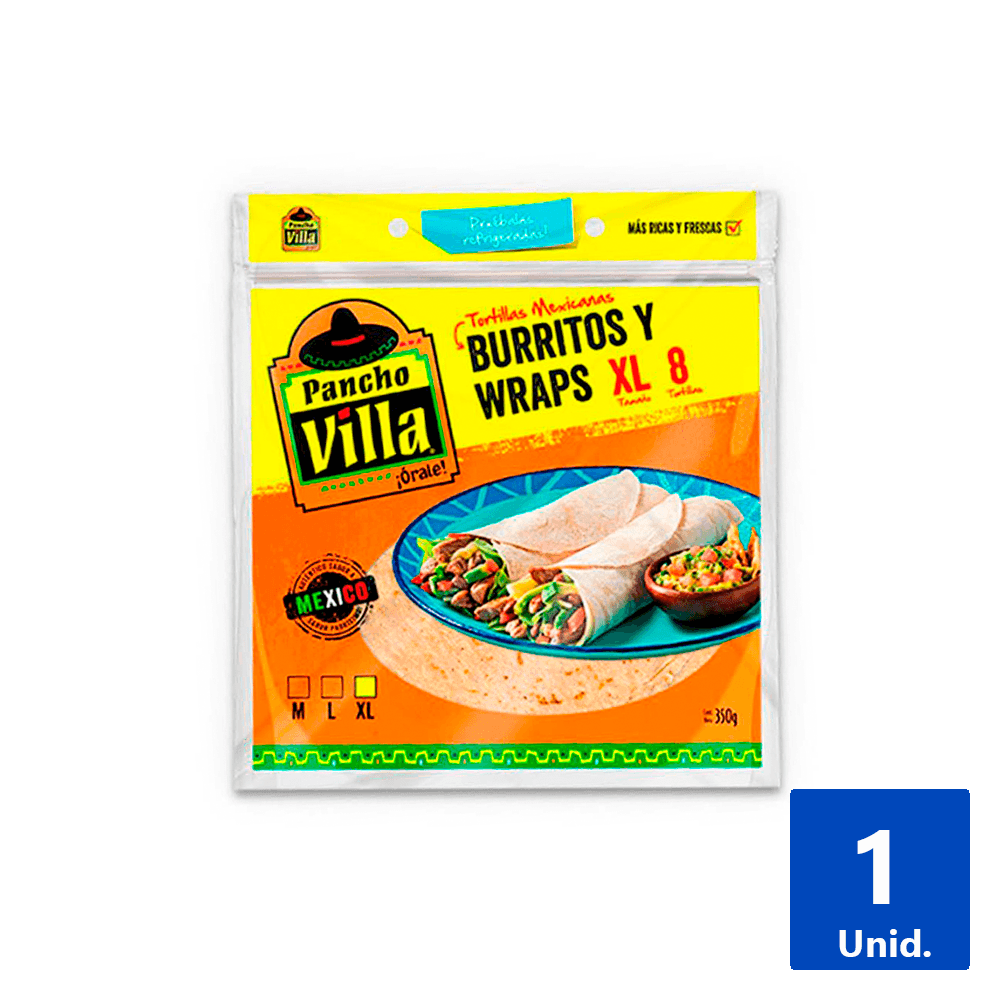 TORTILLAS BURRITOS Y WRAPS XL 8UN 350 G - Dimak Online