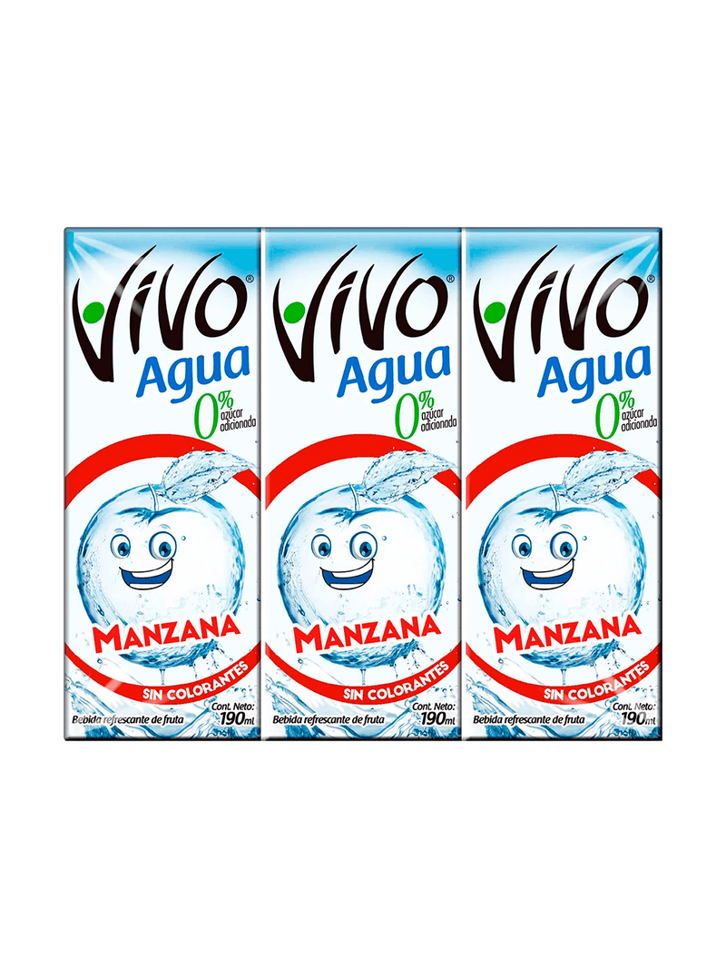 VIVO AGUA SABORIZADA MANZANA 190 ML - Dimak Online