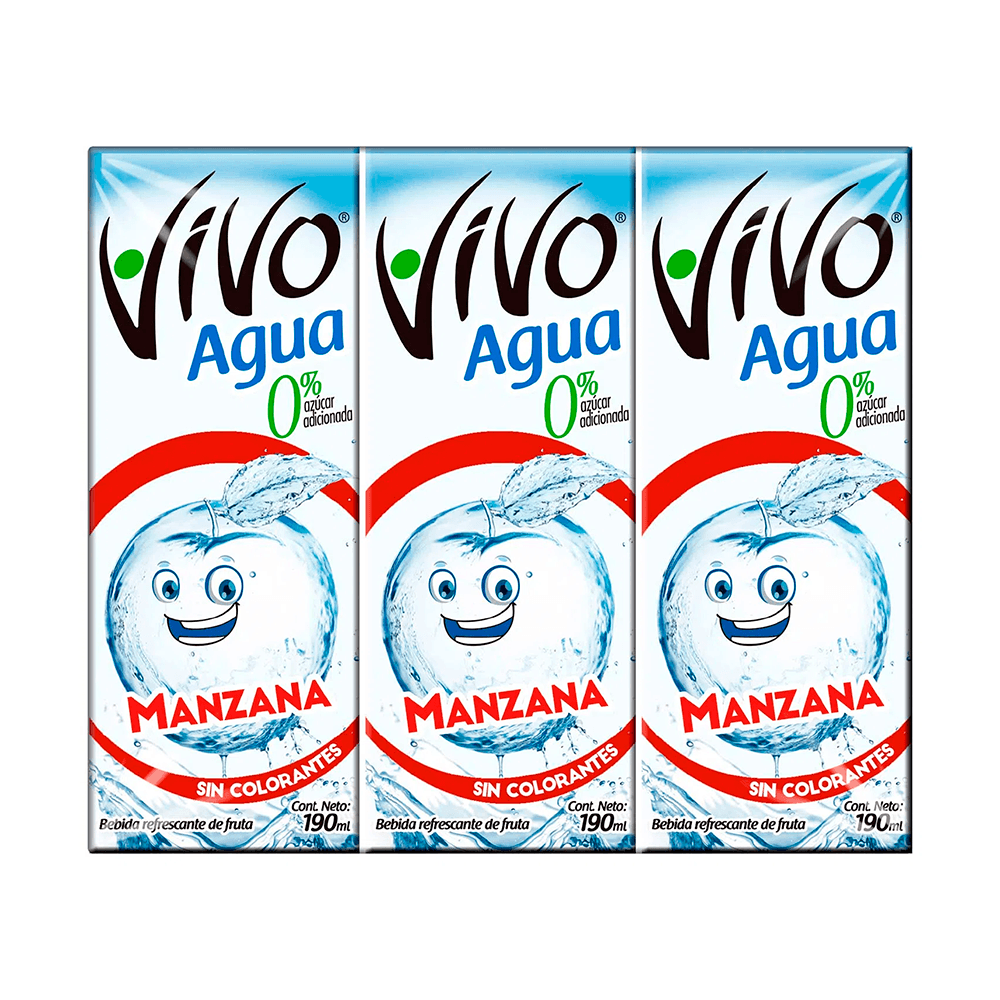 VIVO AGUA SABORIZADA MANZANA 190 ML - Dimak Online
