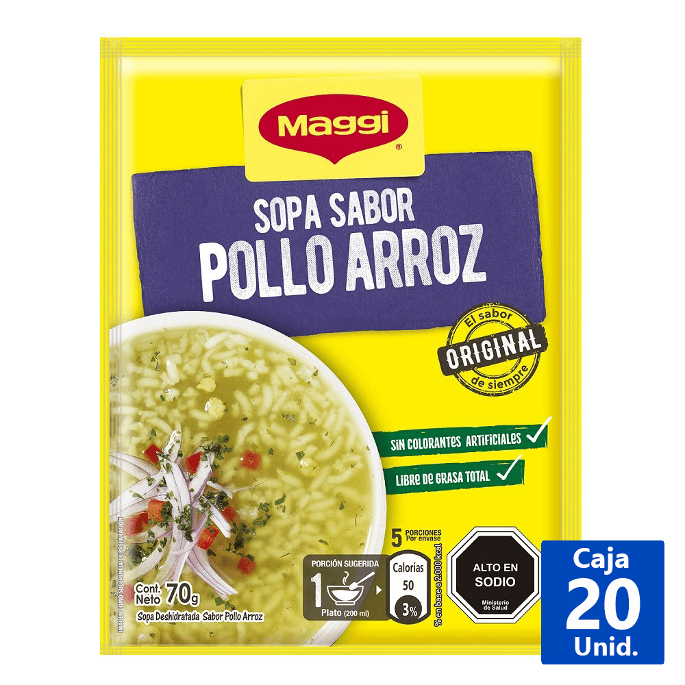 SOPA SABOR A POLLO CON ARROZ 70 G - Dimak Online