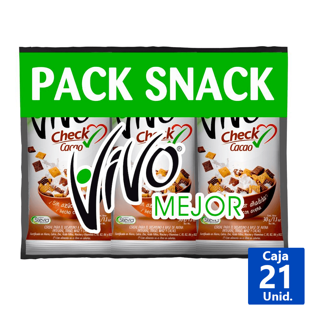 VIVO SNACK CHECK CACAO PACK 7 UN DE 30 G - Dimak Online