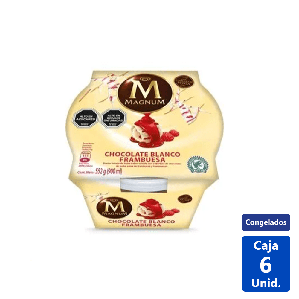 HELADO MAGNUM POSTRE FRAMB/BLANCO 900ML - Dimak Online