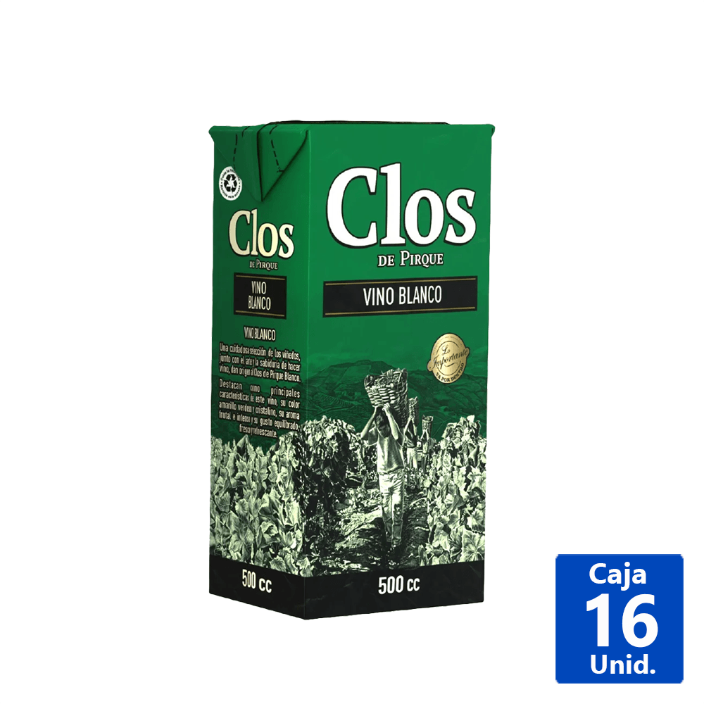 CLOS PIRQUE TETRA BLANCO 12º 16X500ML - Dimak Online
